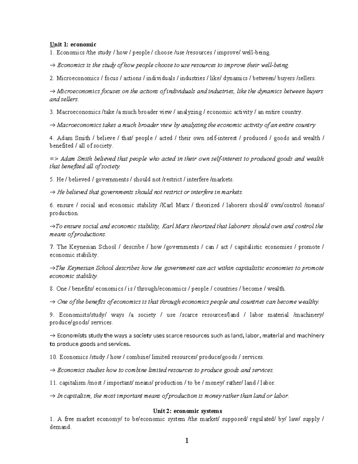 Unit 1: Economics Overview and Key Concepts (ECO101) - Studocu