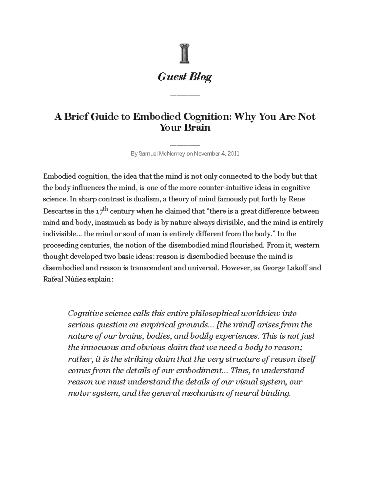 A Brief Guide to Embodied Cognition and Metaphorical Thought Concepts ...