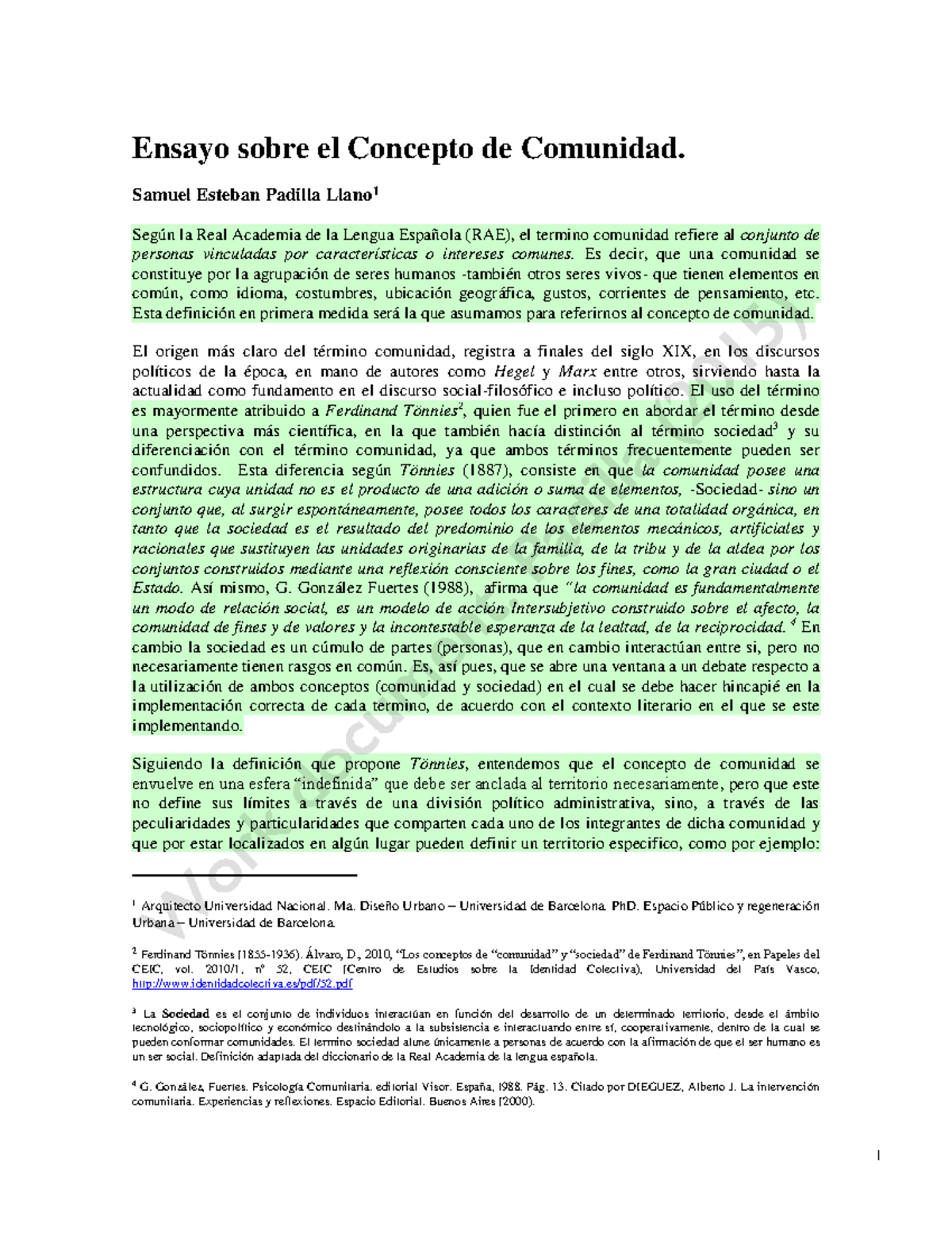Ensayo sobre el Concepto de Comunidad (1)-Copy - Ensayo sobre el ...