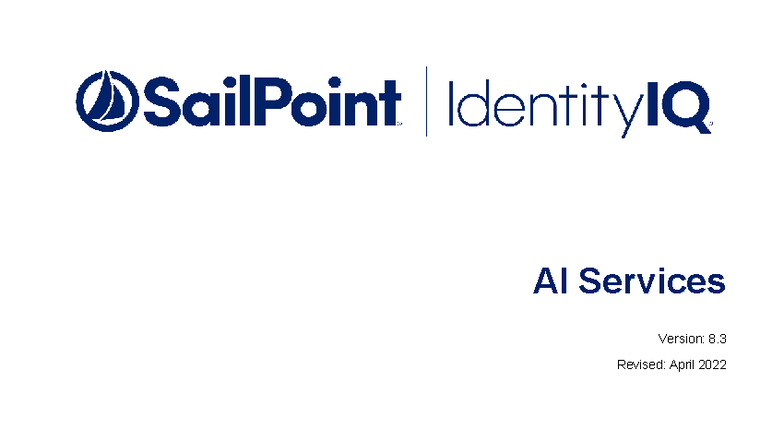 SailPoint AI Services Integration Guide for IdentityIQ - Studocu