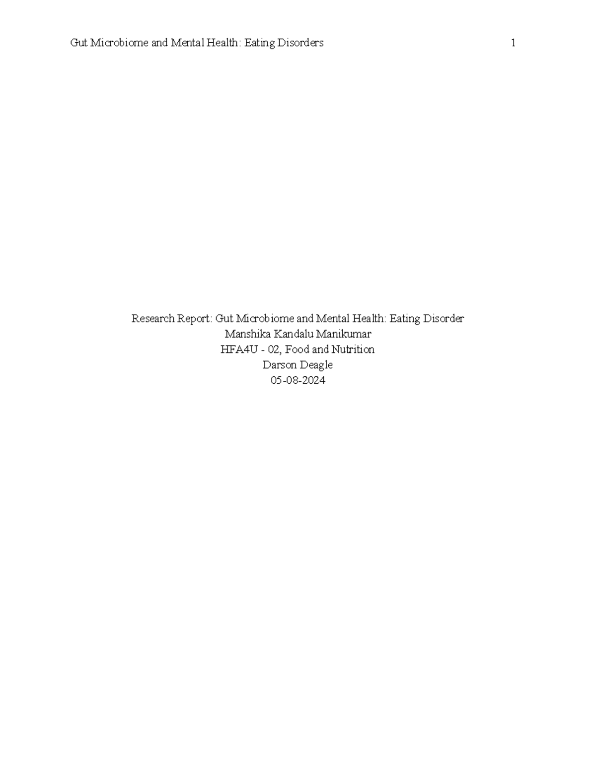 HFA4U-02 Research Report: Gut Microbiome Impact on Mental Health - Studocu