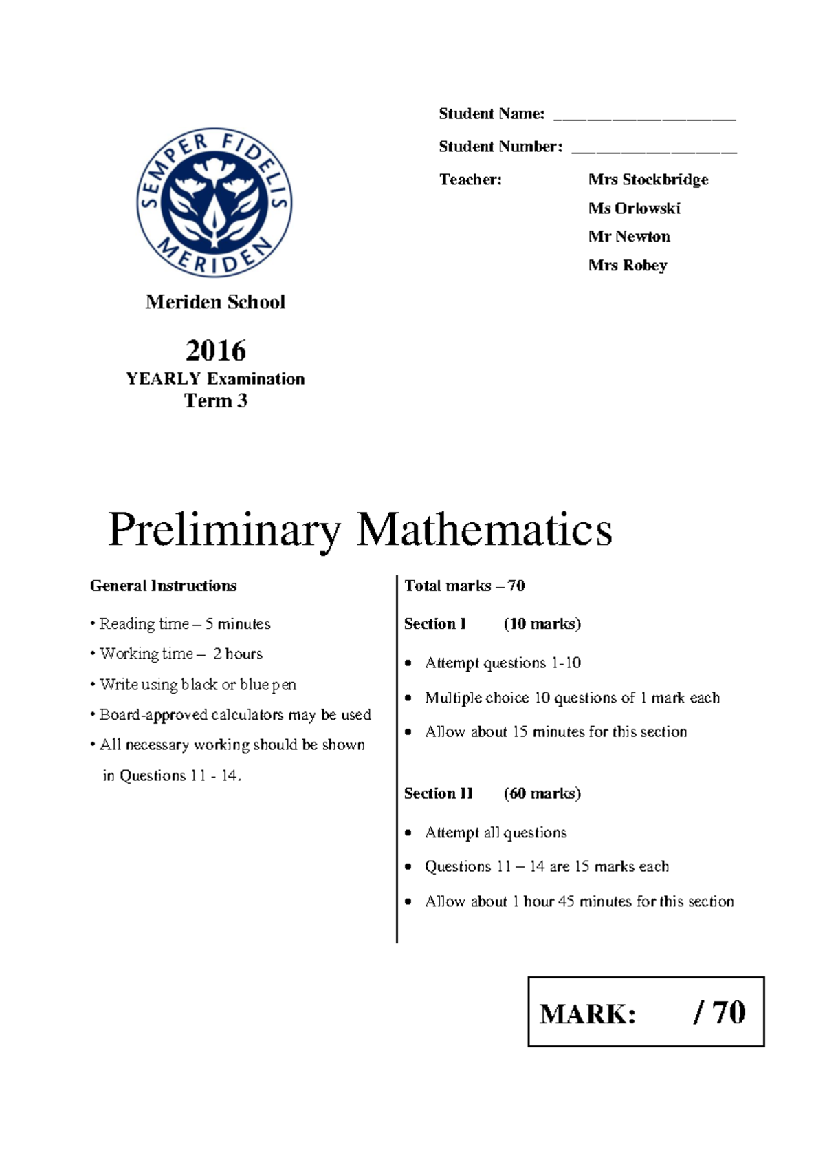 Task 3 maths 2016 - Assessment 3 - Preliminary Mathematics General ...