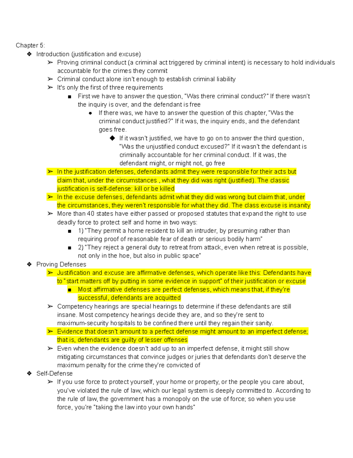 Unit 2 Criminal Law: Justification, Excuse, and Defenses Notes - Studocu