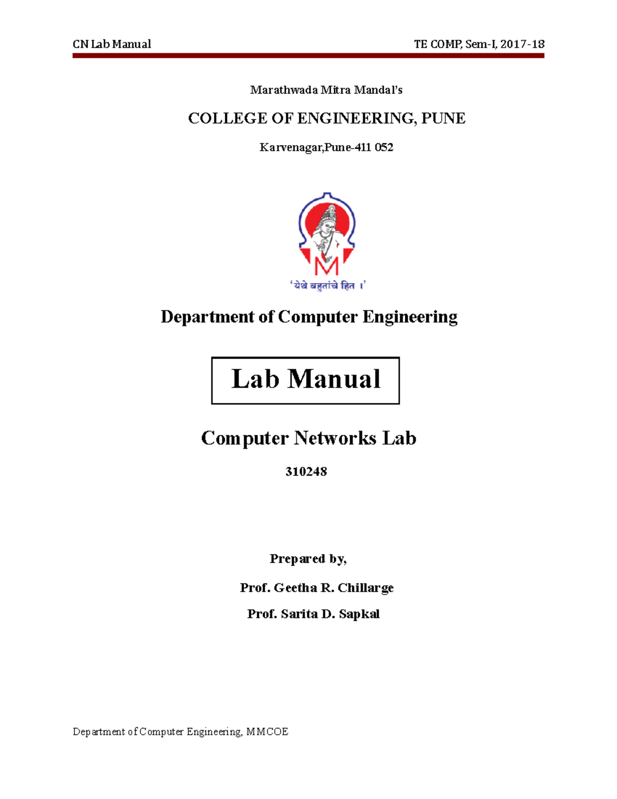 420715862 Lab Manual for Computer Networks (SPPU) - Semester I - Studocu