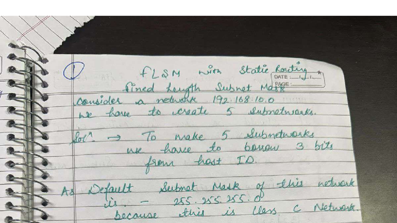 FLSM & Static Routing: Subnetting 192.168.10.0 for 5 Subnets - Studocu