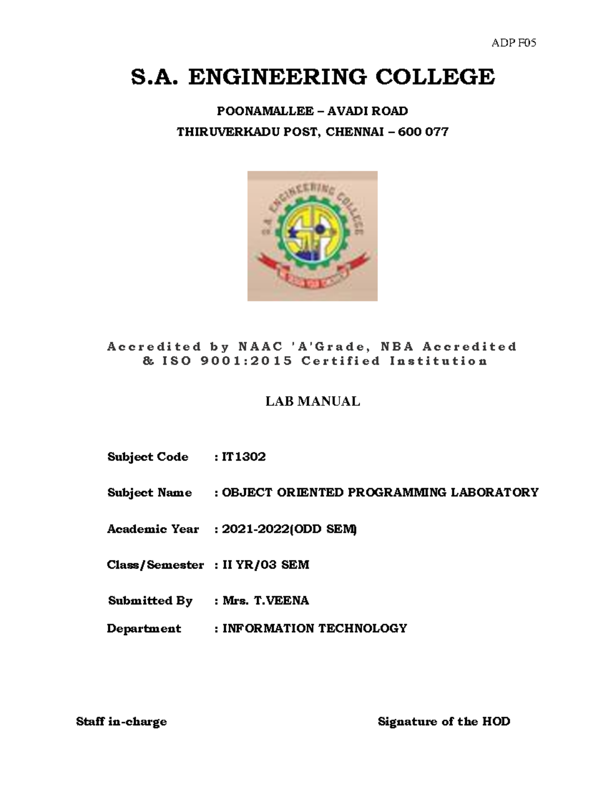 IT1302 OOPS LAB: Comprehensive Manual for Java Programming Experiments - Studocu