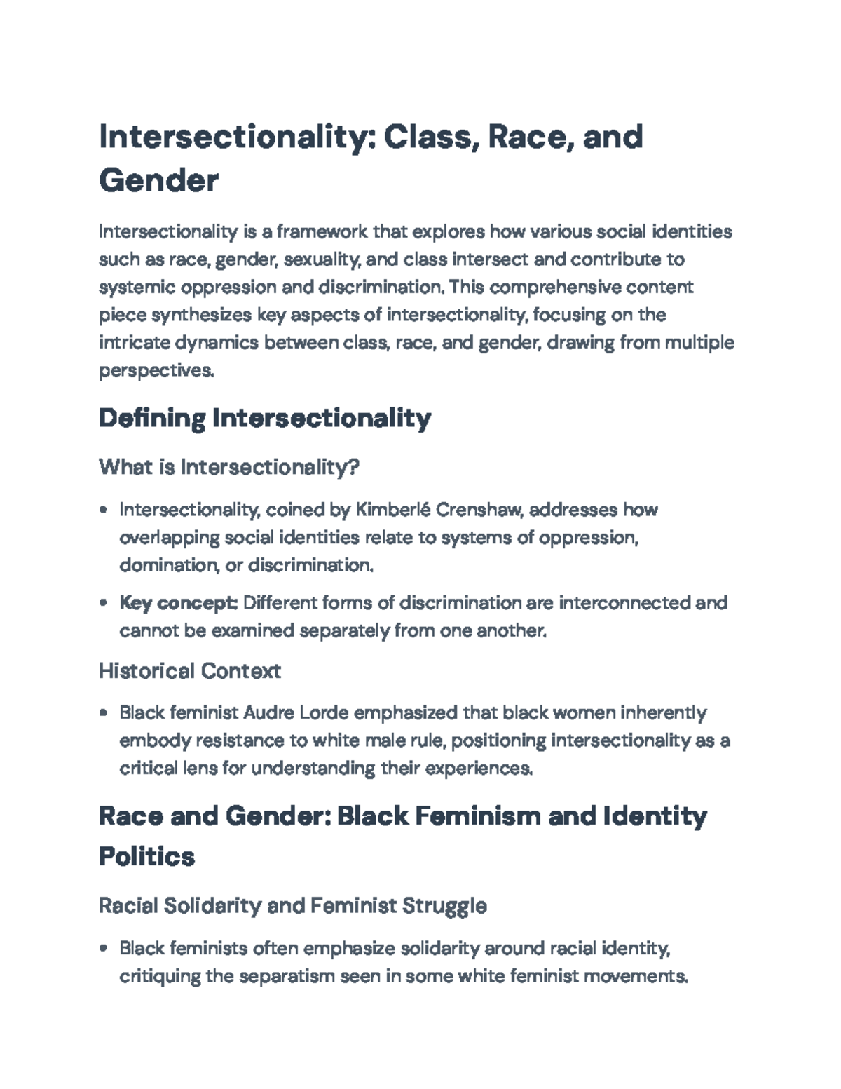 Intersectionality: Class, Race, and Gender Dynamics Explained - Studocu