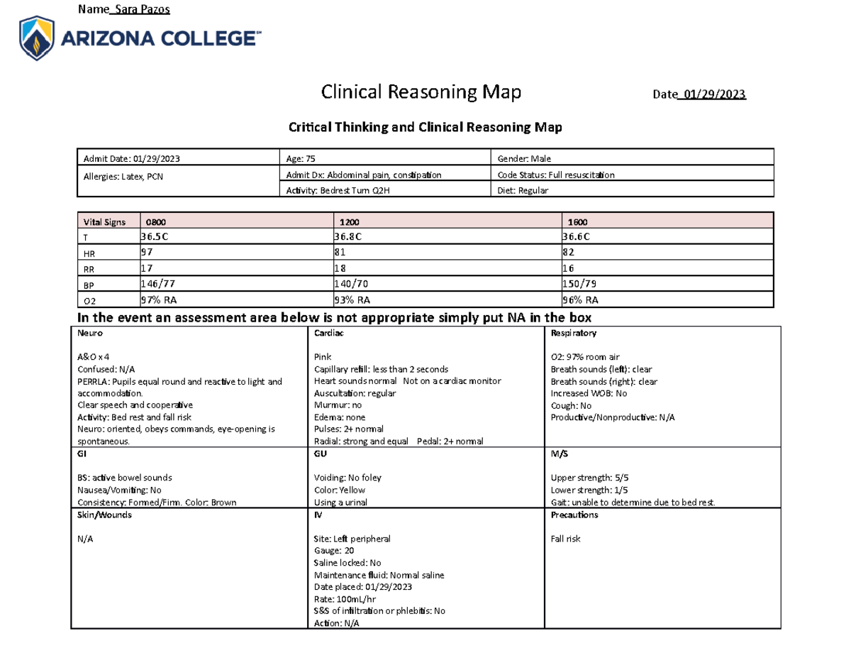 Critical Thinking Map 1-29-23 - Critical Thinking and Clinical ...