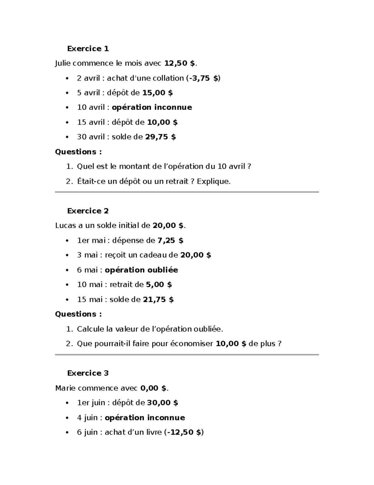 Exercices bancaires - NAxxxx: Analyse des opérations financières - Studocu