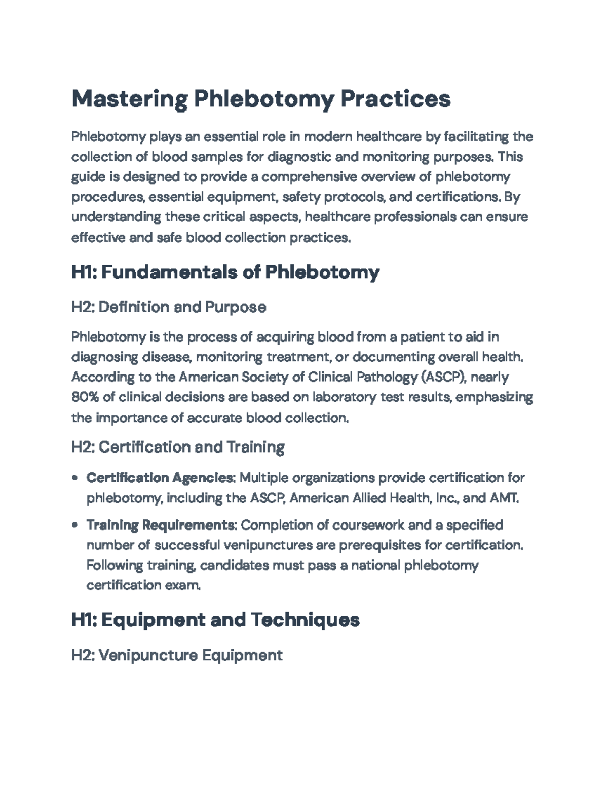 Mastering Phlebotomy: Essential Procedures and Safety Protocols ...