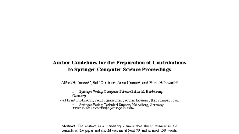 Springer CS Proceedings Author Guidelines (01) - Jan 2013 - Studocu