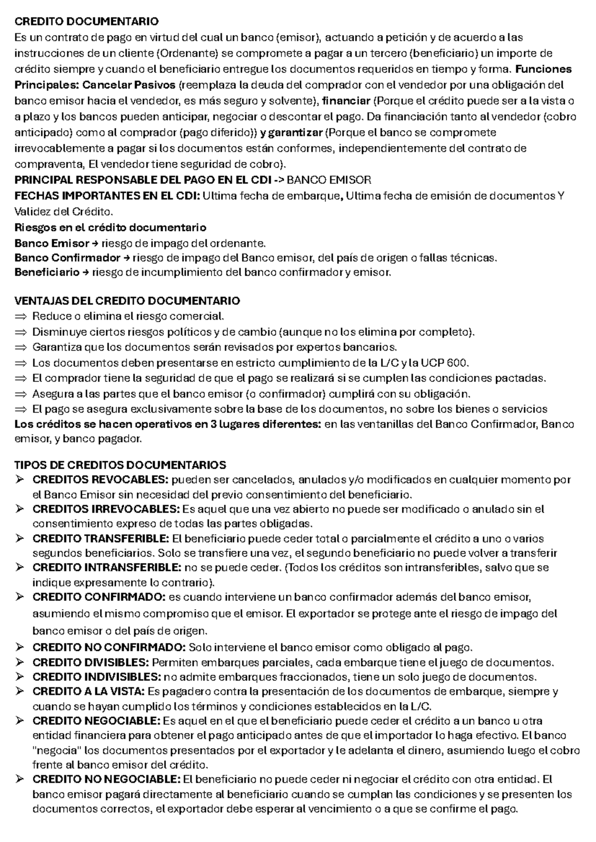 Resumen Completo del Crédito Documentario y su Funcionamiento en el ...