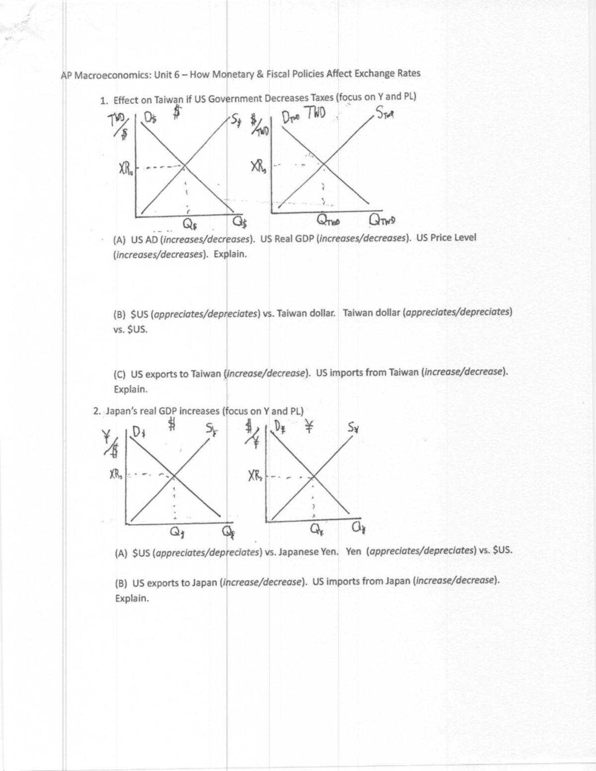 AP Macroeconomics: Unit 6 Monetary & Fiscal Policies Impact on Exchange ...