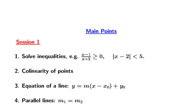 Math Refresher Course: Key Points & Concepts (PJY Wong) - Studocu