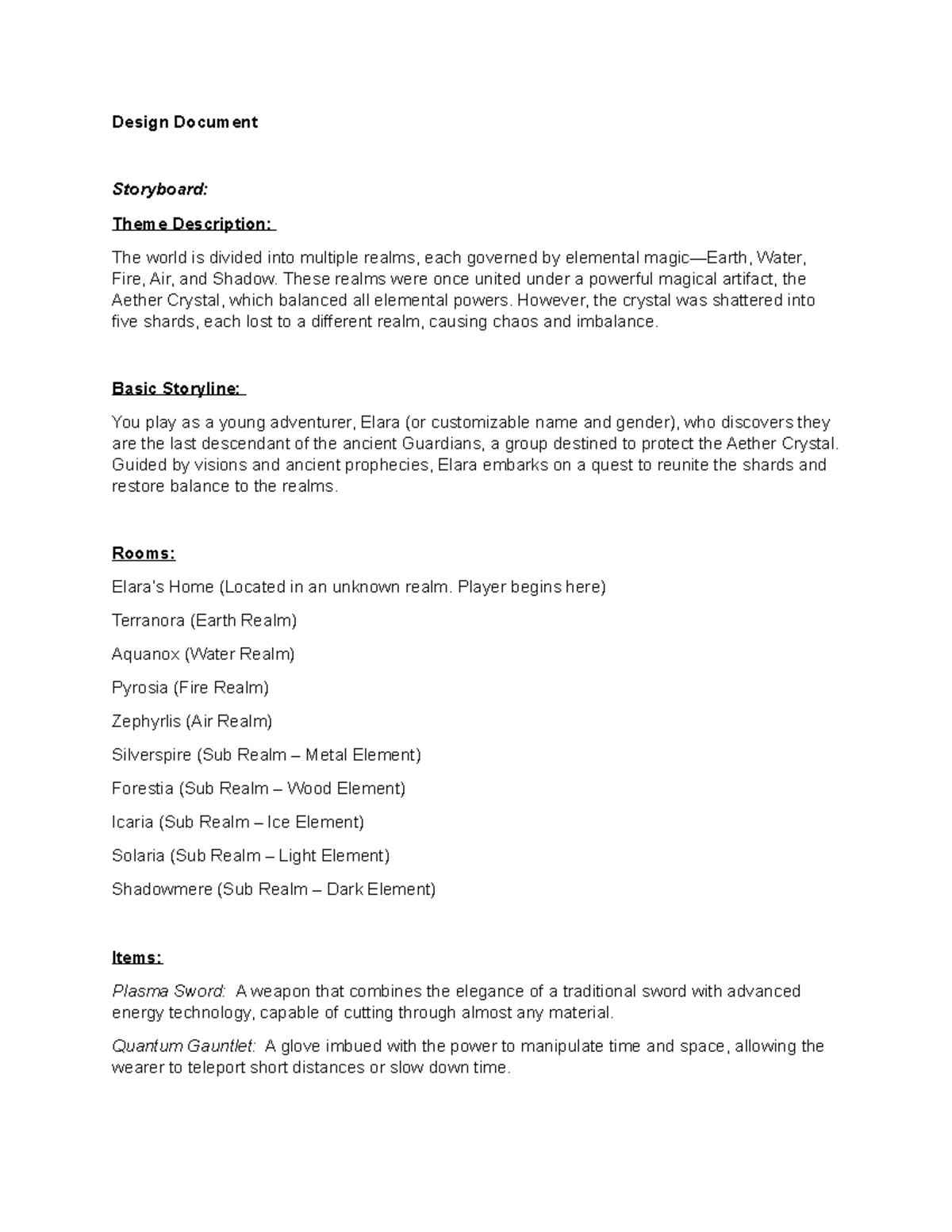 IT 140 - 5-3 Project One - Design Doc for Text Adventure Game - Studocu