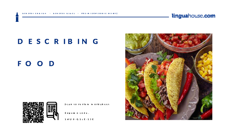 Describing Food: A2-B1 Teacher Materials for General English - Studocu