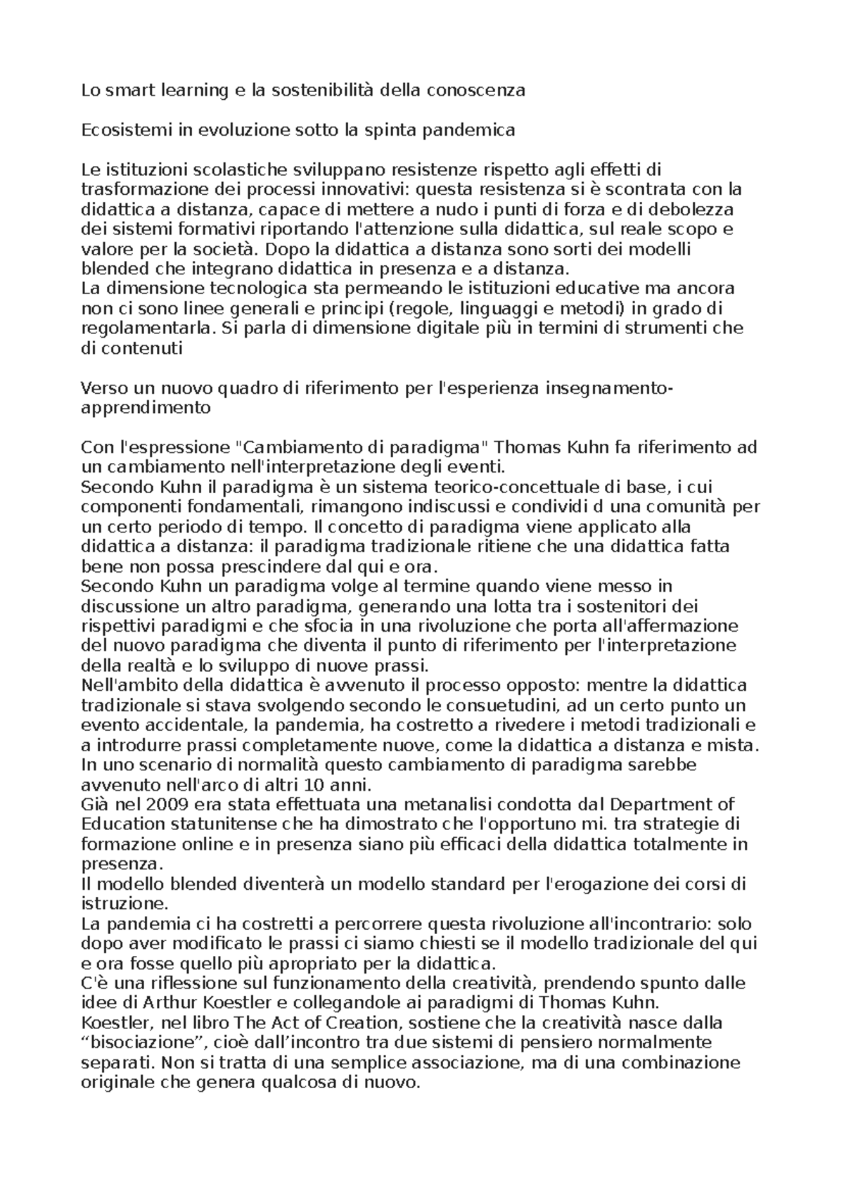 Smart Learning e Sostenibilità della Conoscenza: Riflessioni e ...