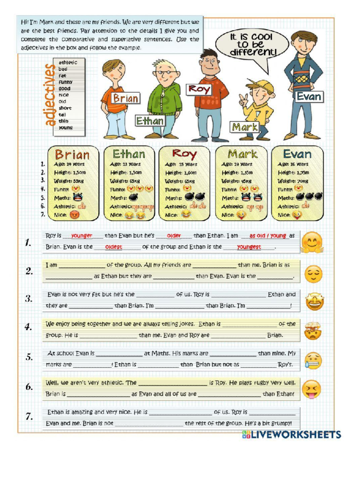 Degree Comparisons Worksheet: Adjectives and Friends Analysis - Studocu