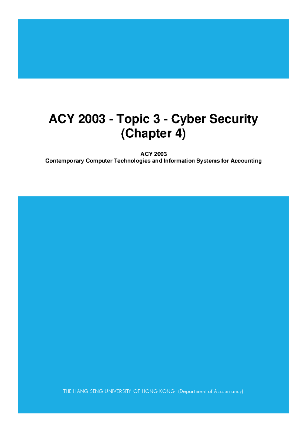 ACY 2003 - Chapter 4 - Cyber Security Overview - Studocu