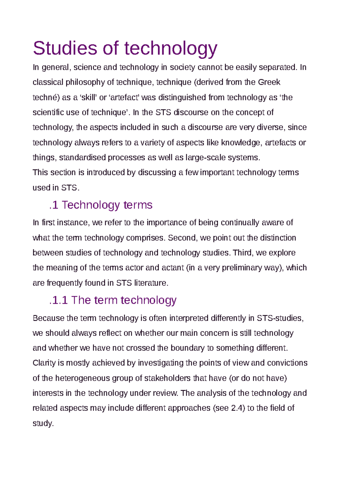 Studies of Technology - Studies of technology In general, science and ...