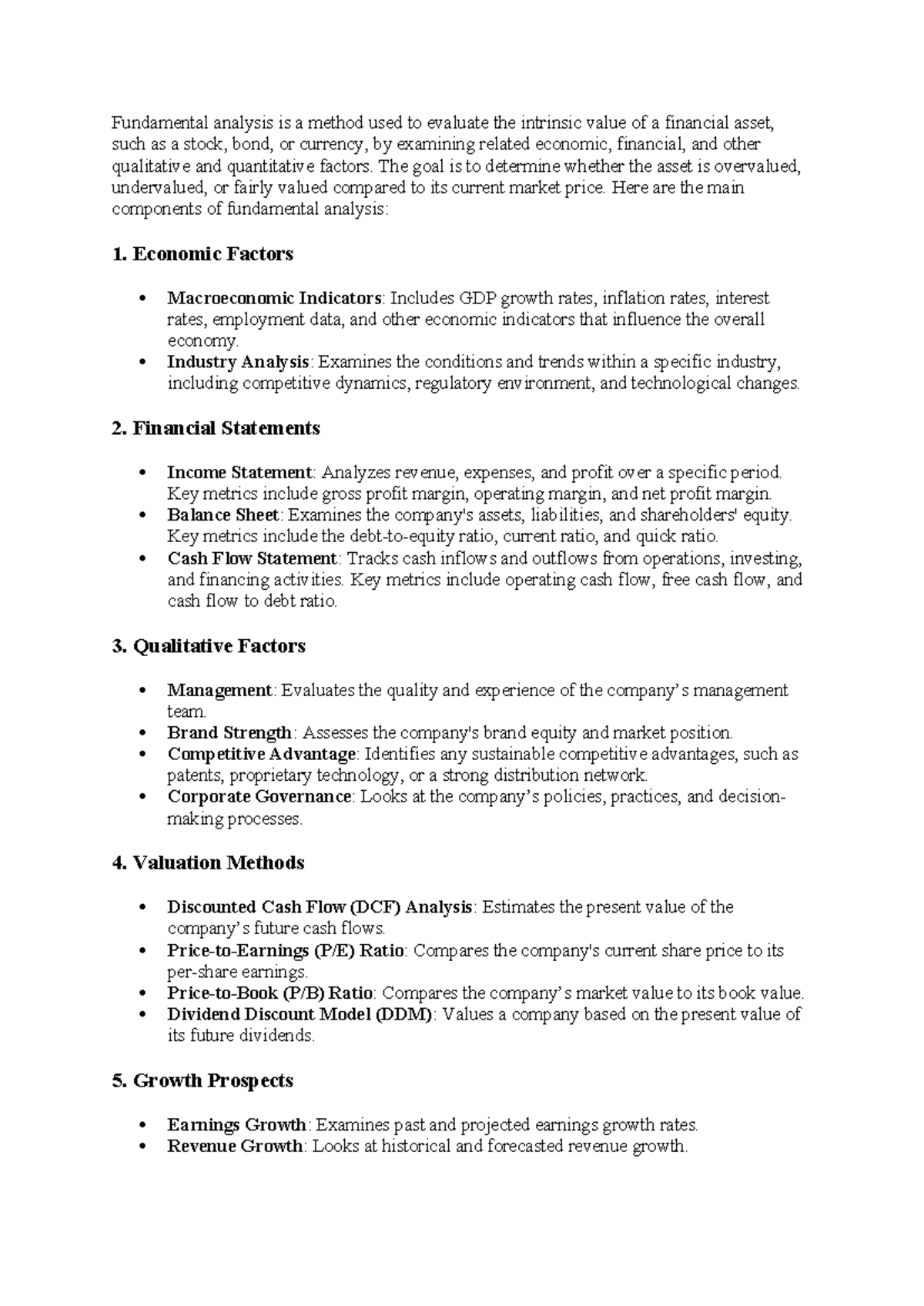 Fundamental Analysis - The goal is to determine whether the asset is ...