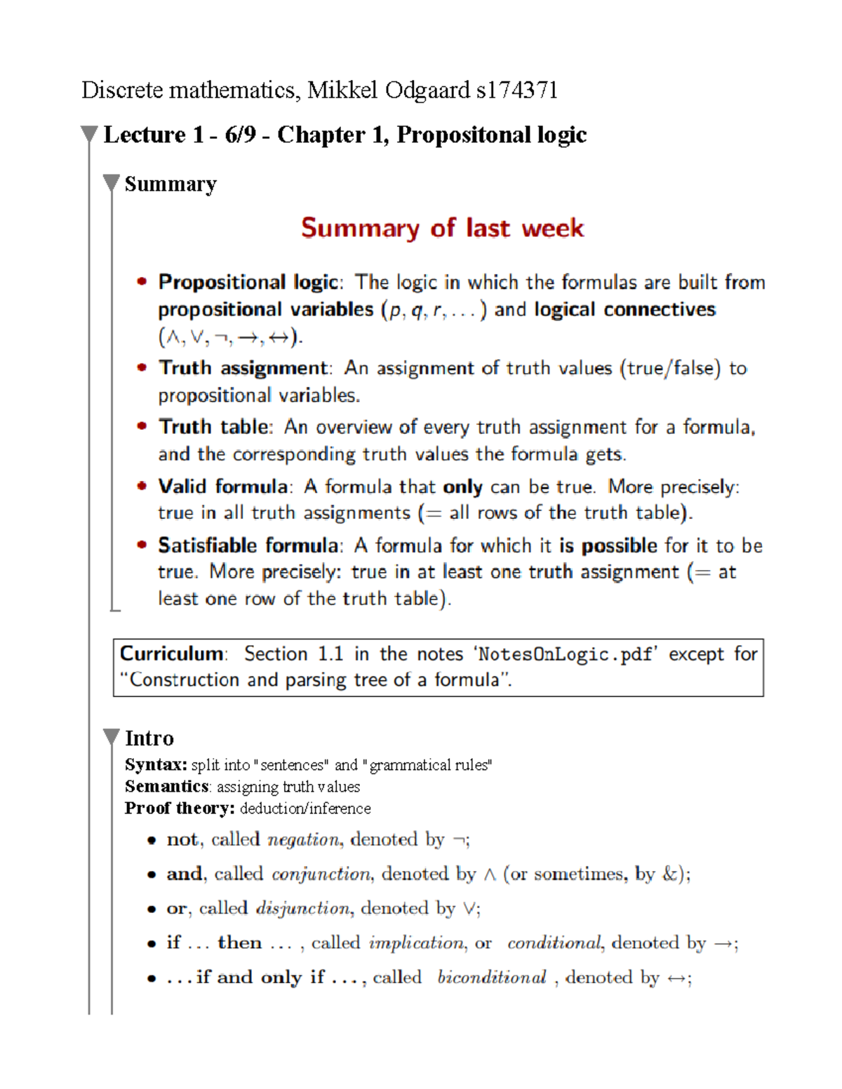 Discrete math lecture notes - Discrete mathematics, Mikkel Odgaard ...
