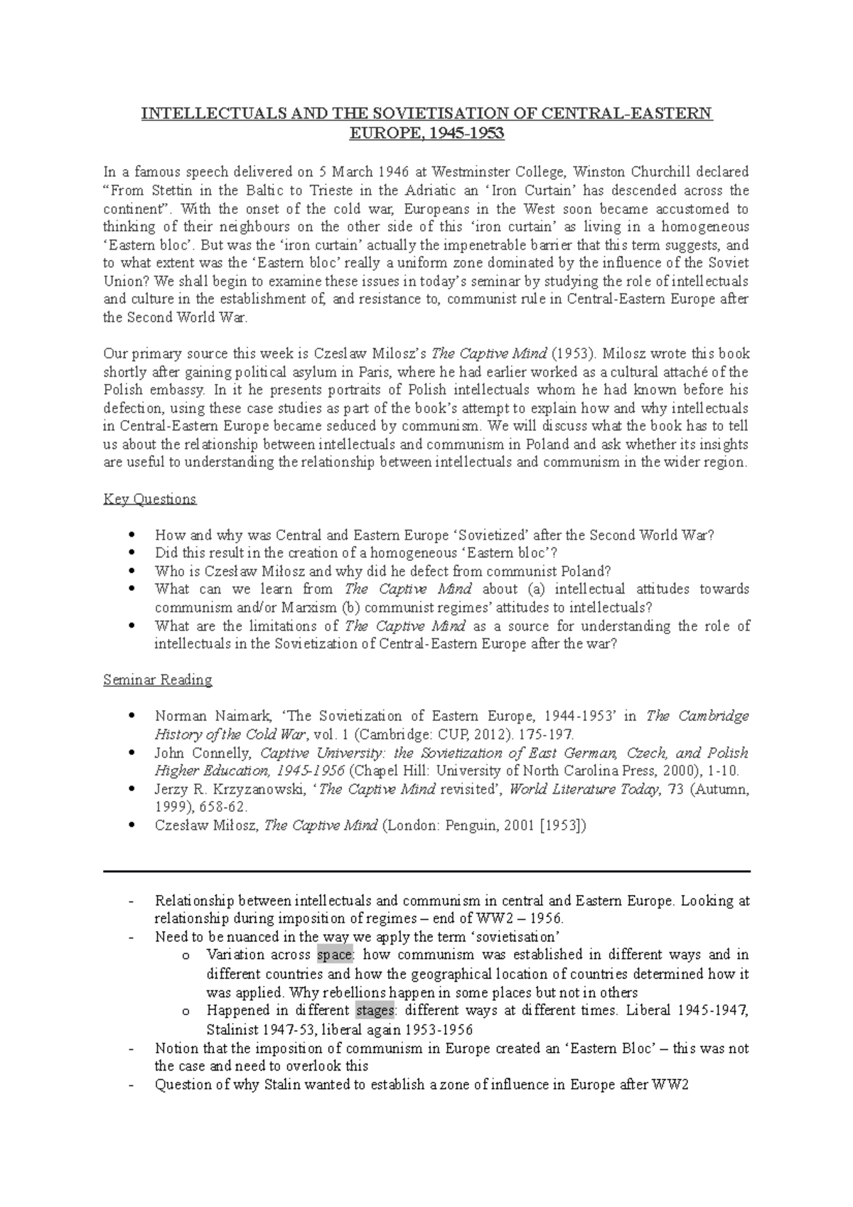 Intellectuals and the Sovietisation of Central-Eastern Europe, 1945 ...