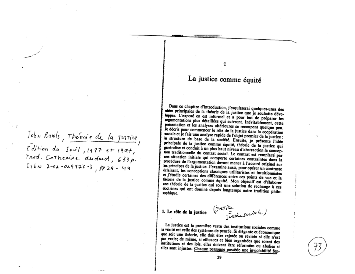 Chapitre 1 : La Justice Comme Équité - Analyse de la Théorie de John ...