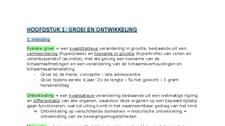 HOOFDSTUK 1: GROEI EN ONTWIKKELING - Motorische Ontwikkeling ...