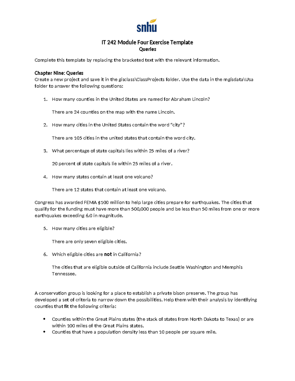 IT 242 Module 4 Exercise 4-1: Queries and Analysis Results - Studocu