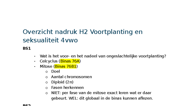 Overzicht H2 Voortplanting en Seksualiteit 4VWO - Oefenmateriaal ...