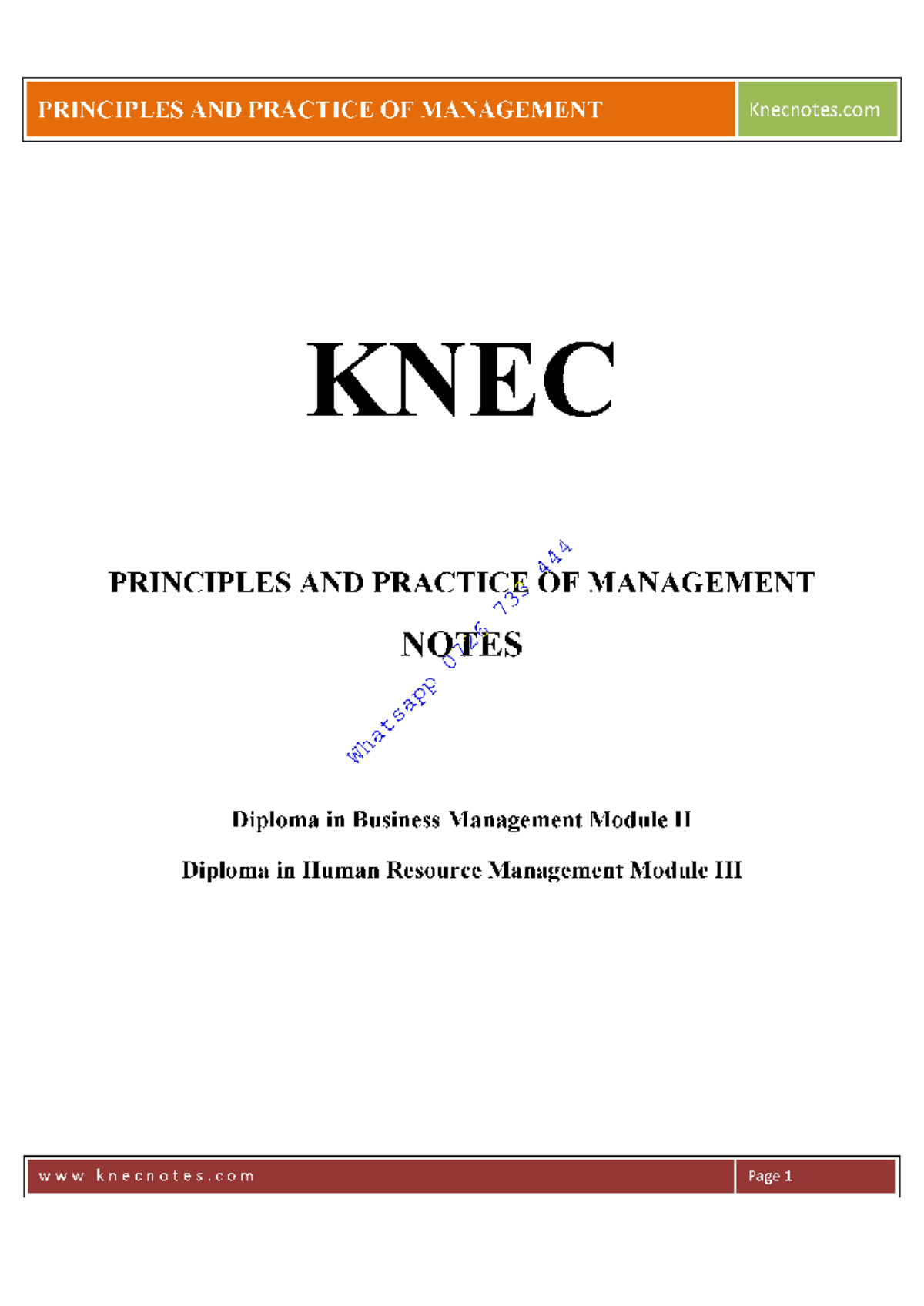 KNEC PPM Module II: Comprehensive Management Principles & Practices ...