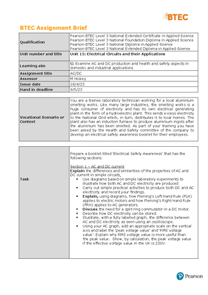 Unit 2 Assignment D - pass - Applied Science Assignment Coversheet ...