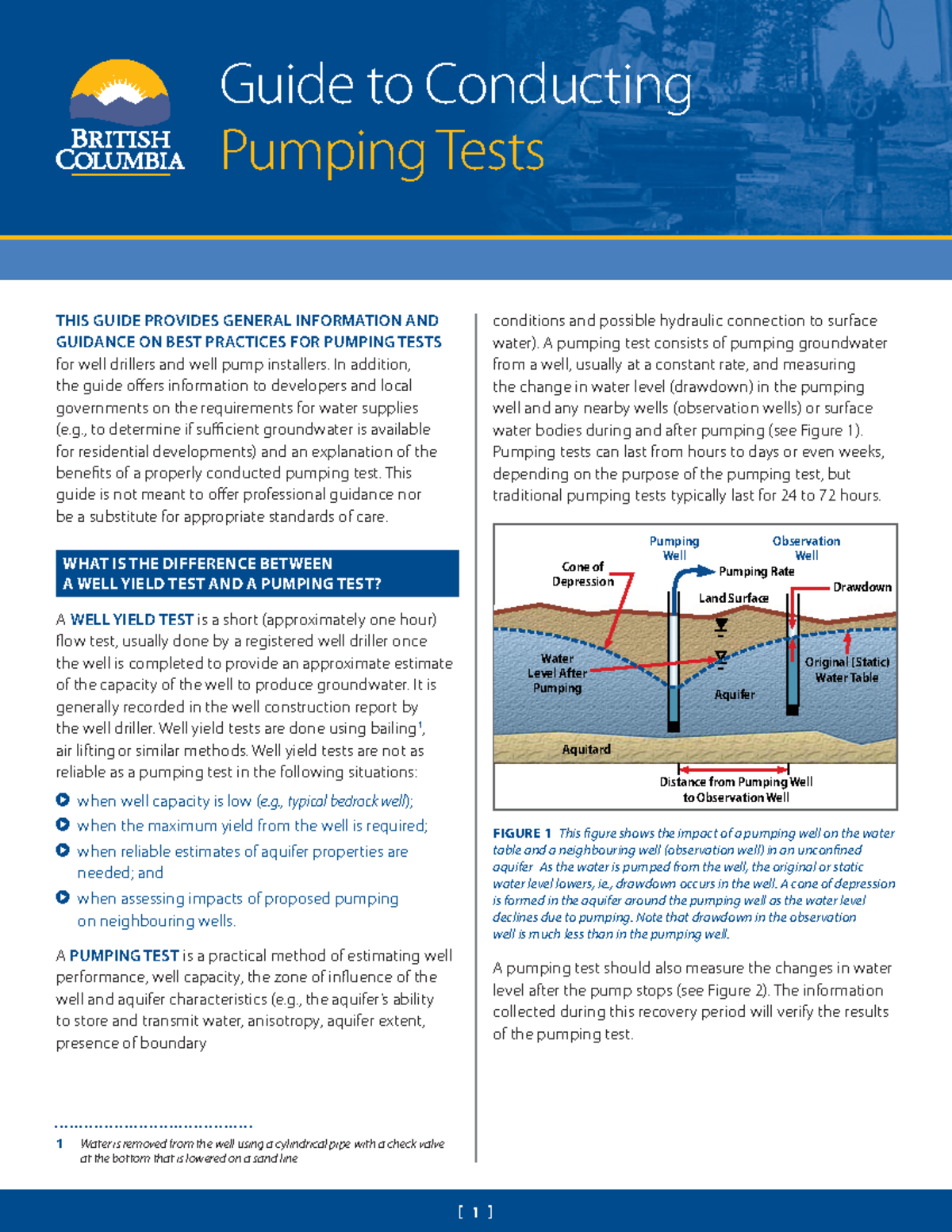 Guide to conducting pumping tests - THIS GUIDE PROVIDES GENERAL ...