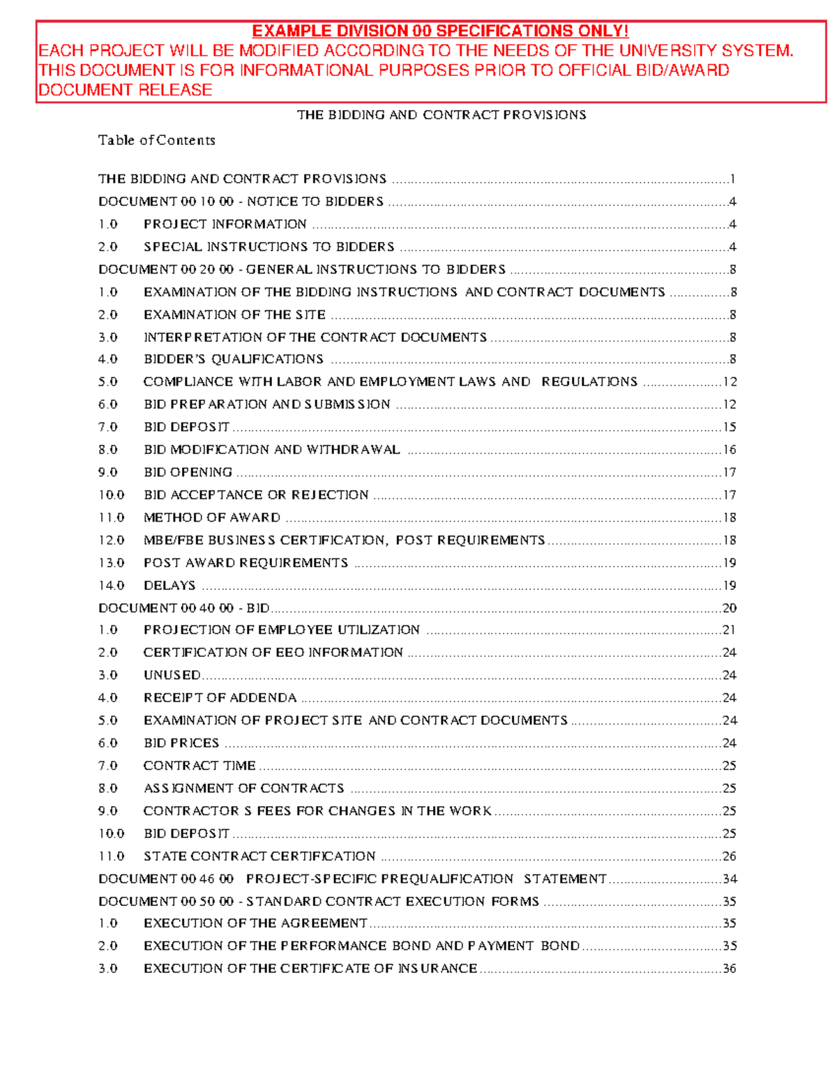 Sample Division 00 Specifications for Repair Job - Studocu