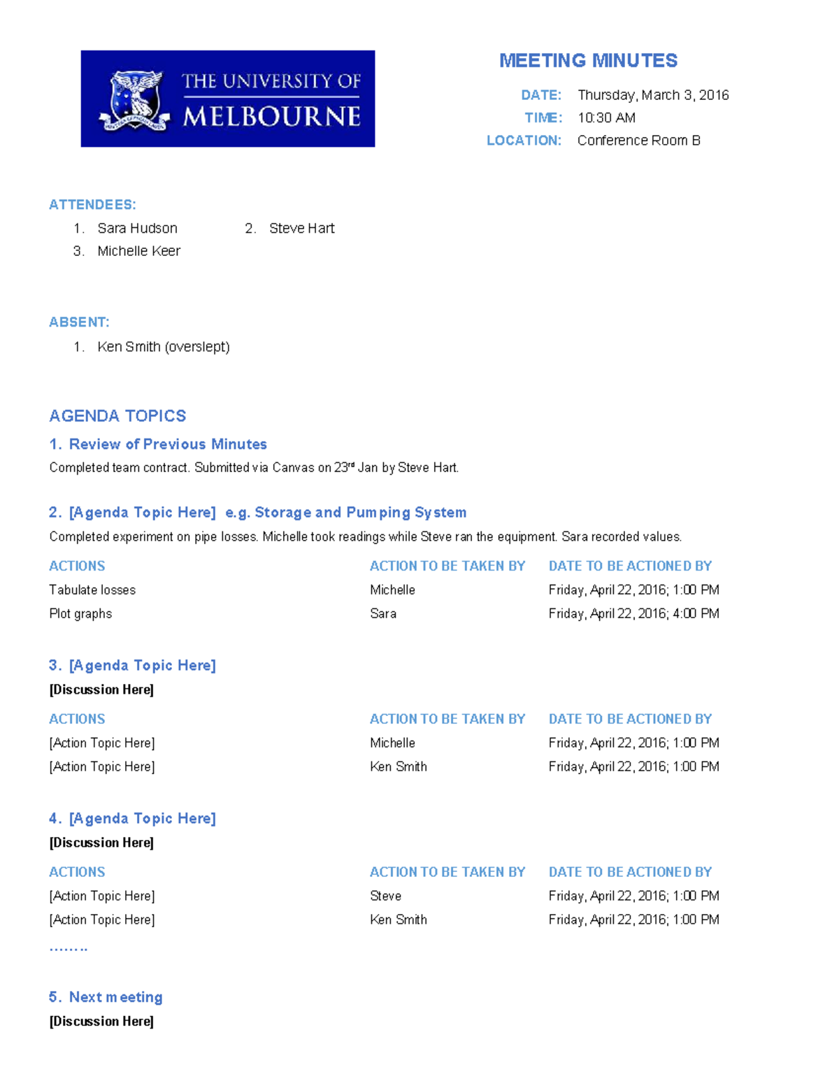 ETS Meeting Minutes - March 3, 2016 - Conference Room B - Studocu