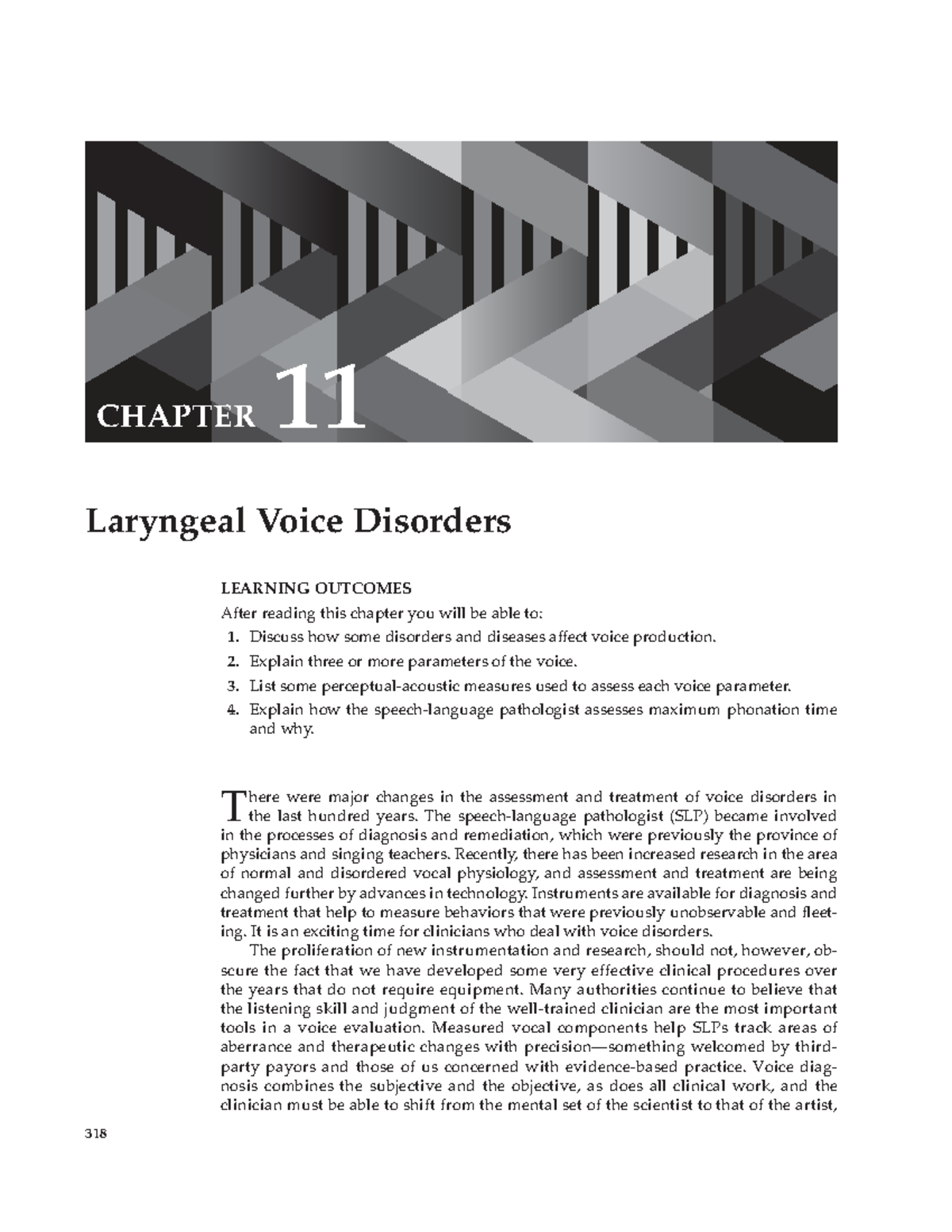 CHAPTER 11: Laryngeal Voice Disorders - Key Learning Outcomes - Studocu