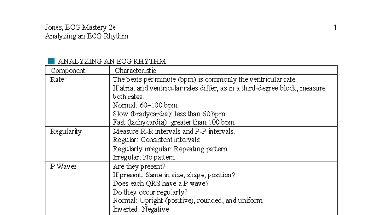 ECG Rhythm Analysis: Key Components & Characteristics Guide - Studocu