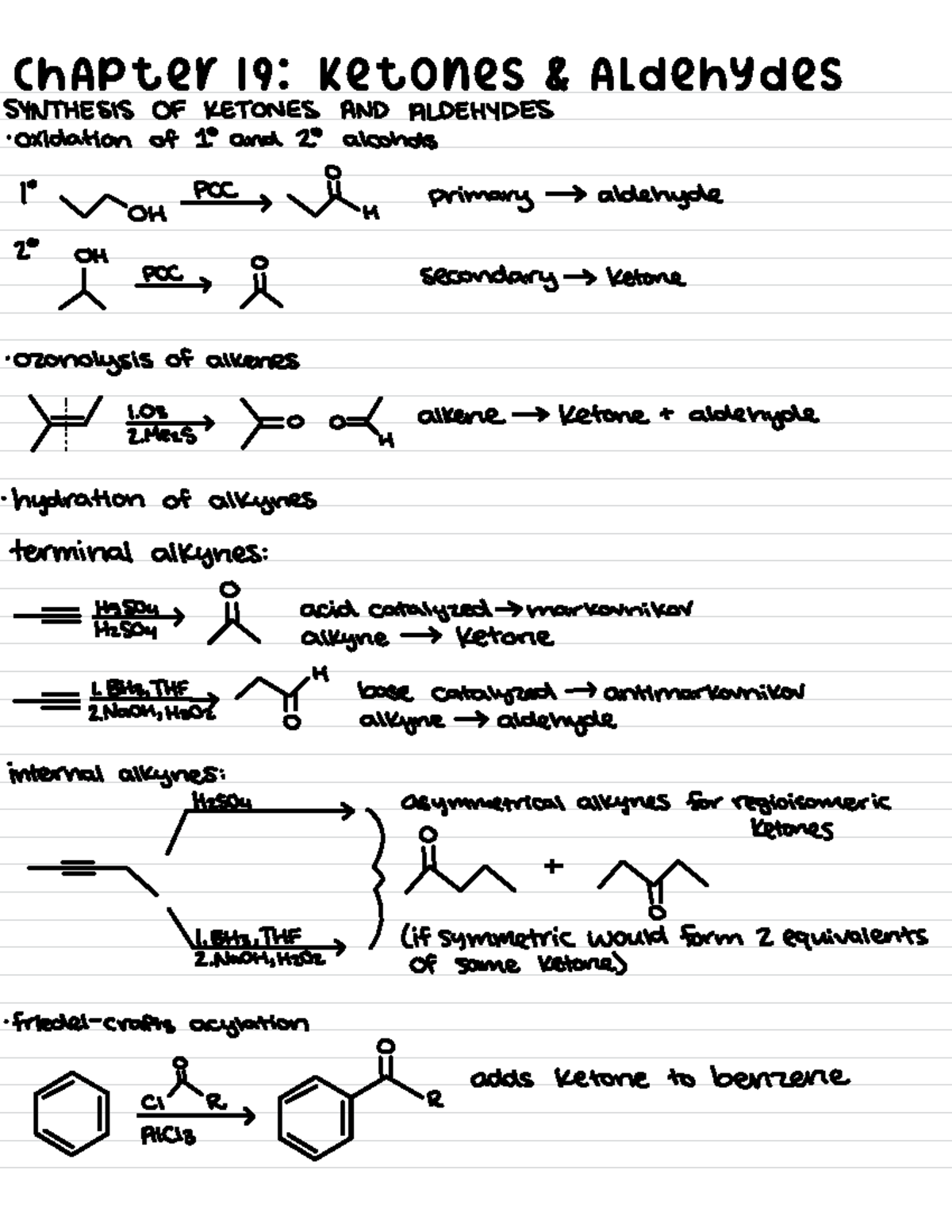 CHEM 2420 Chapter 19 - Ketones & Aldehydes Overview and Synthesis - Studocu