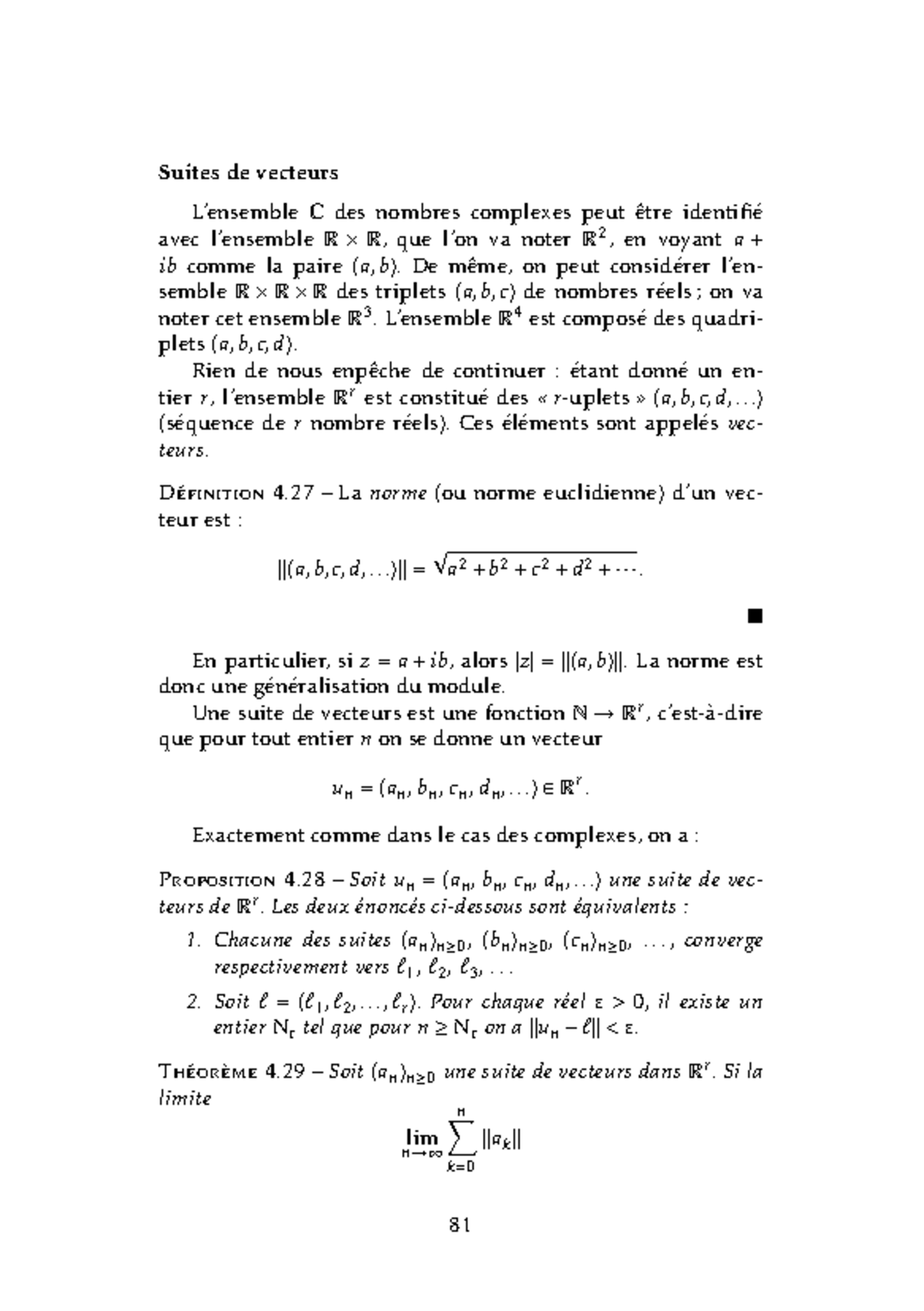 Cours Concis de Mathématiques-28 - Suites de vecteurs L’ensemble C des ...