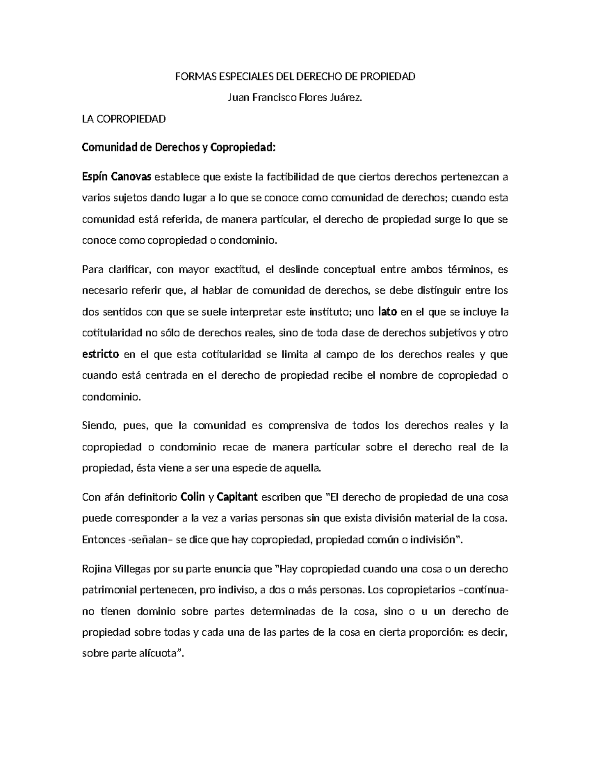 Formas Especiales del Derecho de Propiedad: La Copropiedad y sus ...