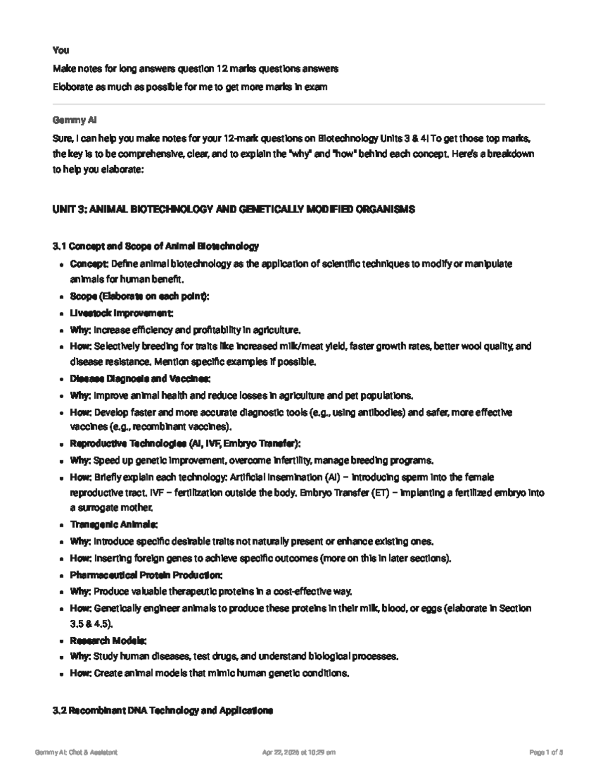 Biotechnology Study Notes for Units 3 & 4 - Exam Prep Guide - Studocu
