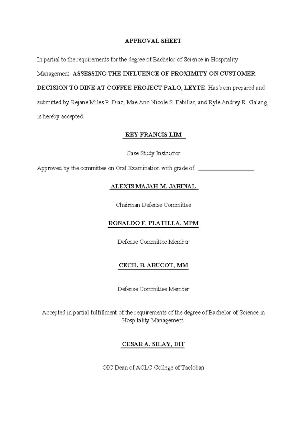 Approval sheet - read - APPROVAL SHEET In partial to the requirements ...