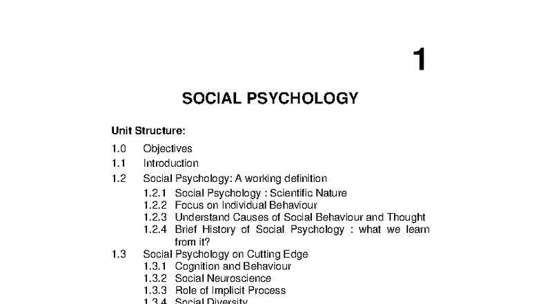 SOCPSYCHO-II: Social Psychology Unit Overview and Key Concepts - Studocu