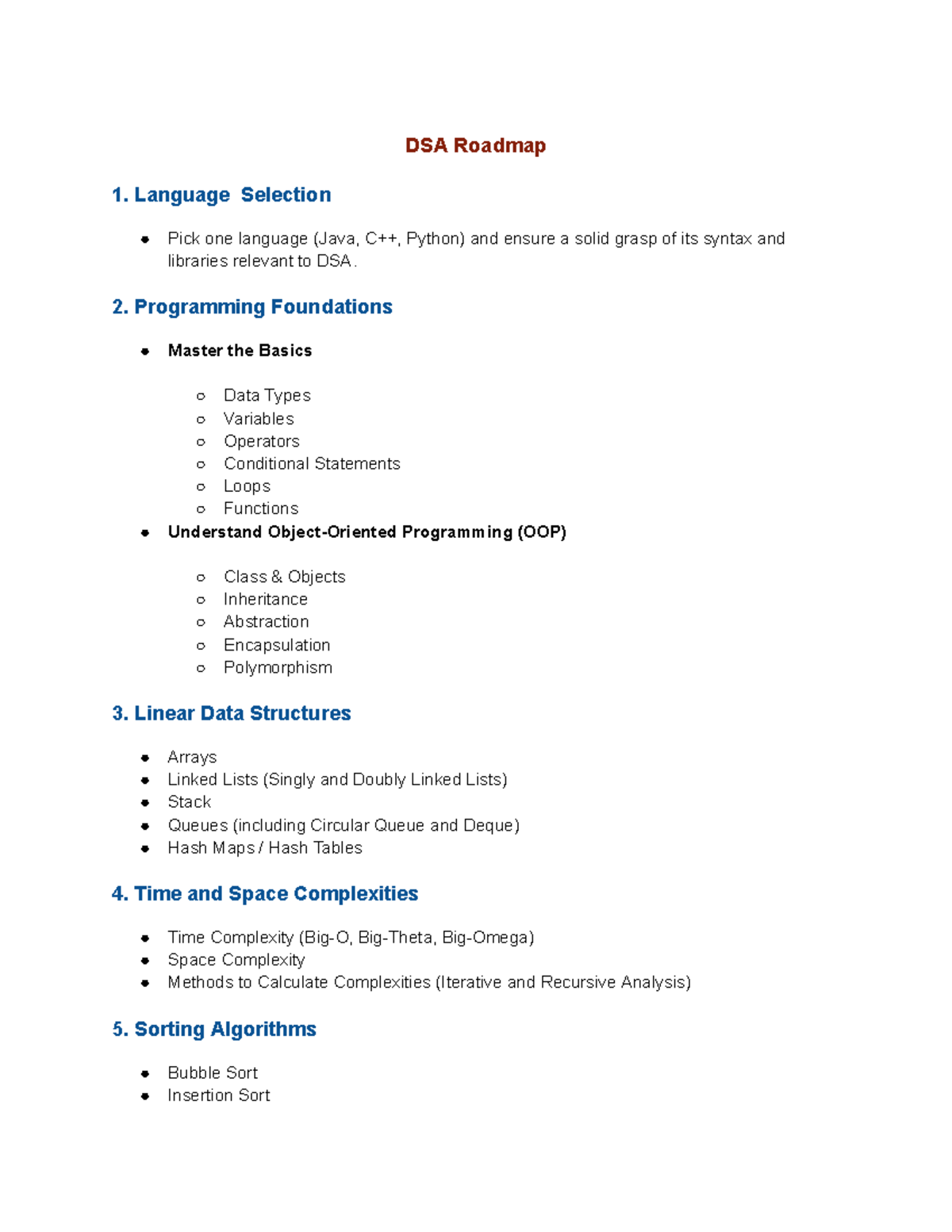 Data Structures & Algorithms (DSA) Roadmap & System Design Guide - Studocu