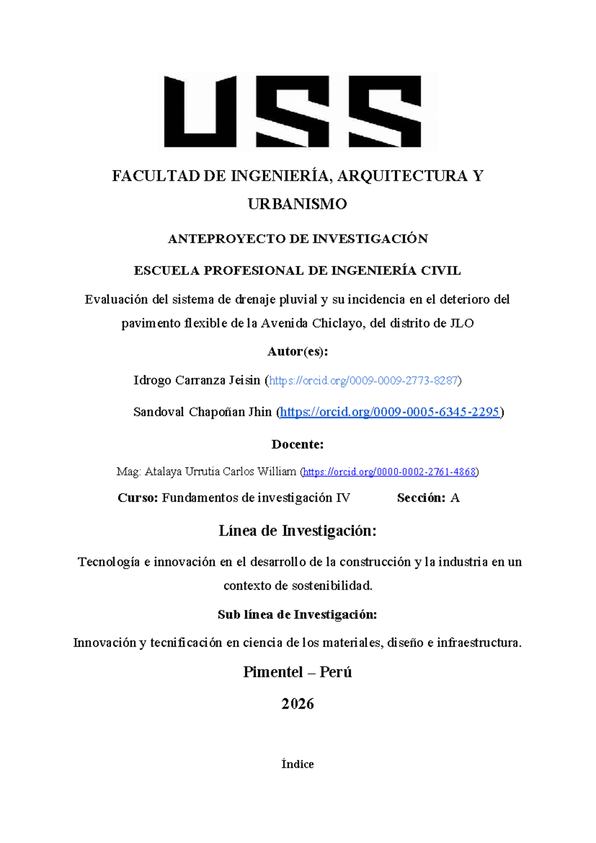 Evaluación del Drenaje Pluvial y Deterioro del Pavimento Flexible en la ...