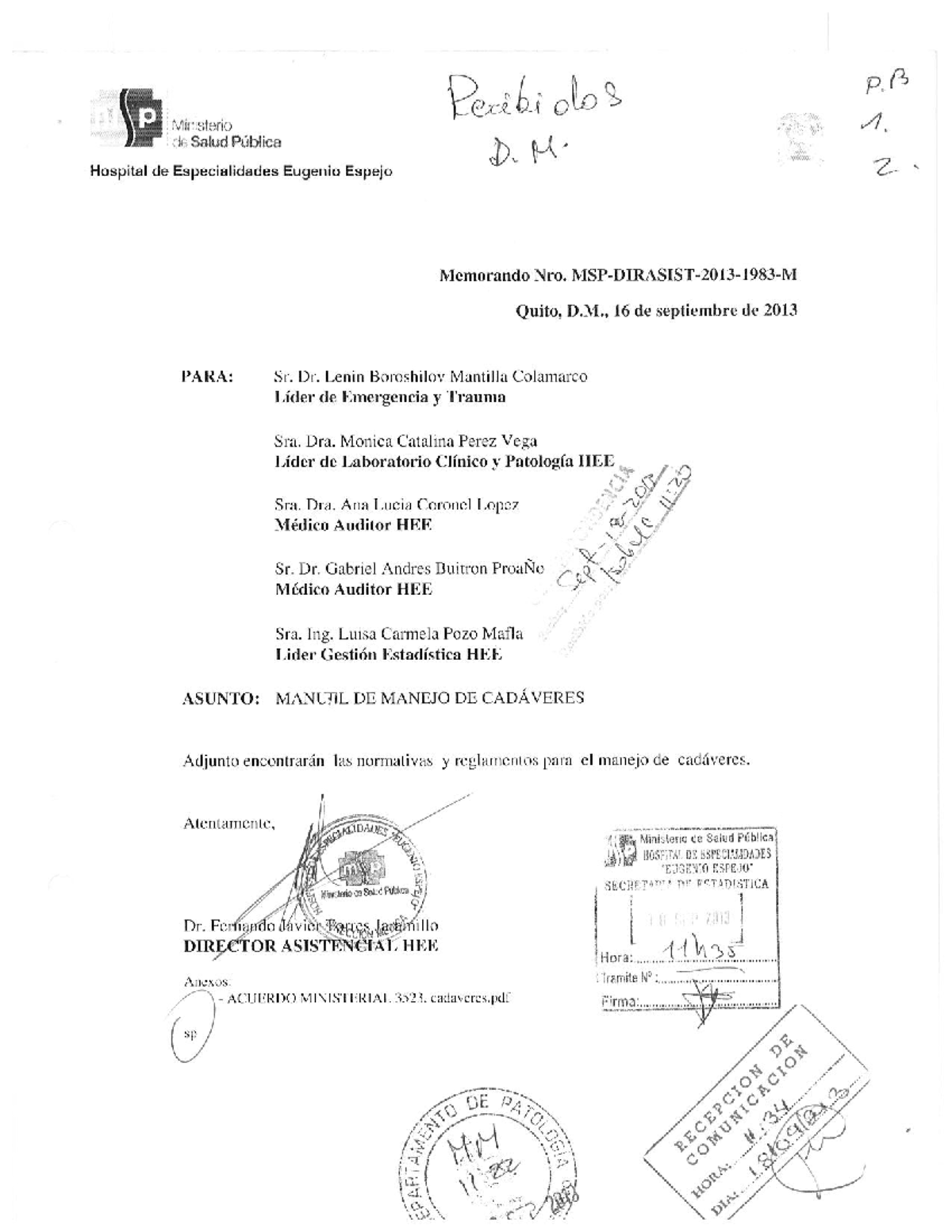Normativa Y Reglamento Manejo Cadáveres-AC. Ministerial 3523 ...