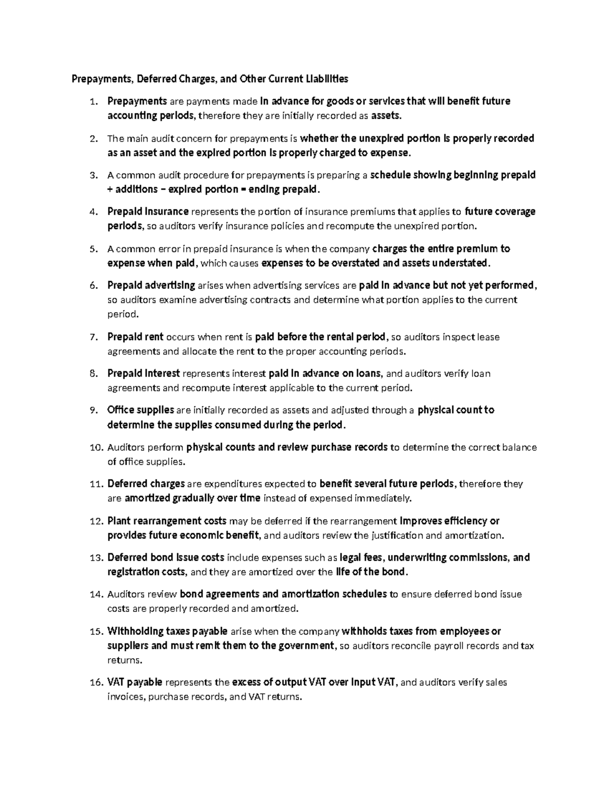 Audit of Prepayments & Current Liabilities: Key Insights - Studocu