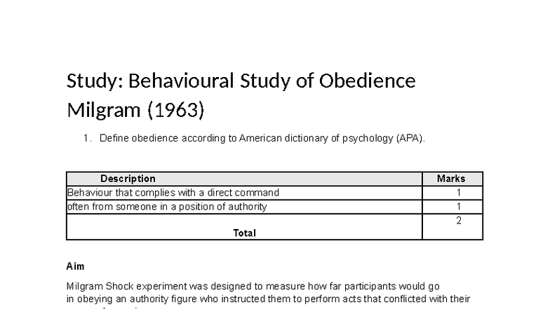 Milgram's Obedience Study Analysis (PSY 101) - 2025 AK NEW - Studocu