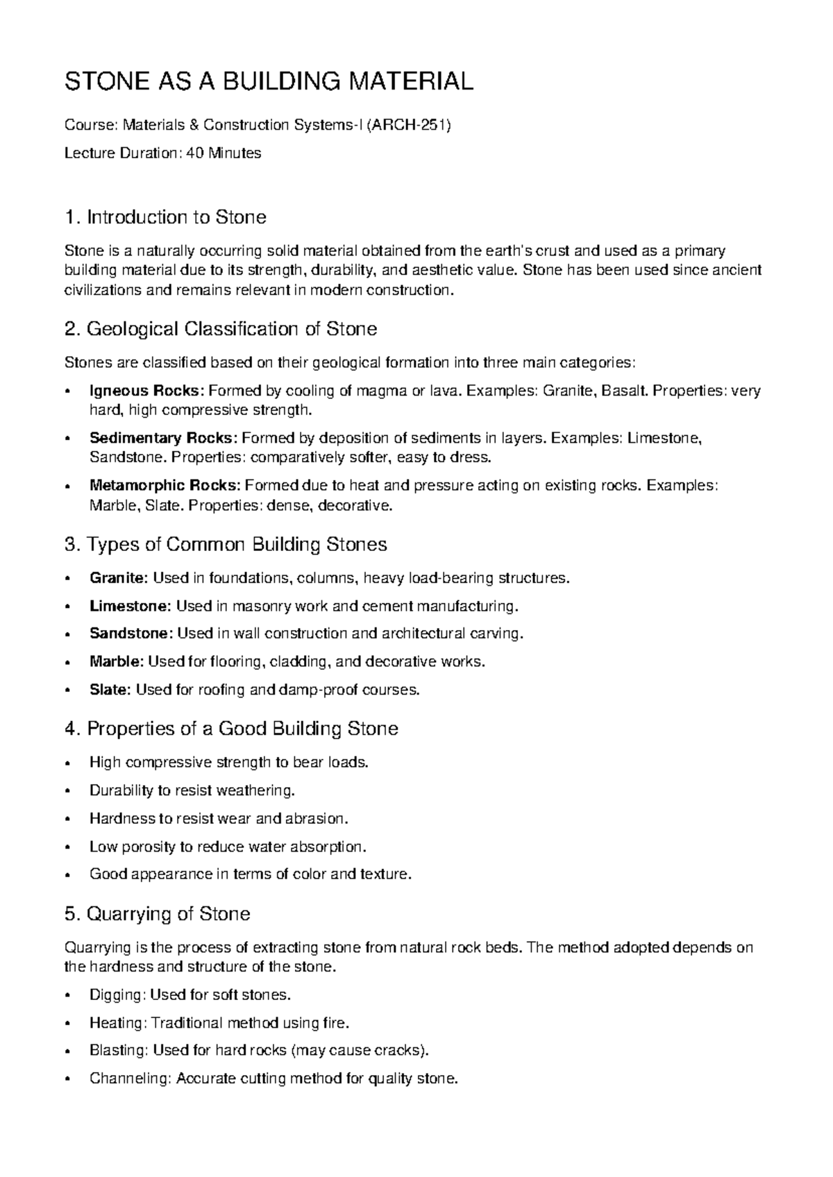 Materials Construction: Stone as a Building Material - 40min Lecture ...